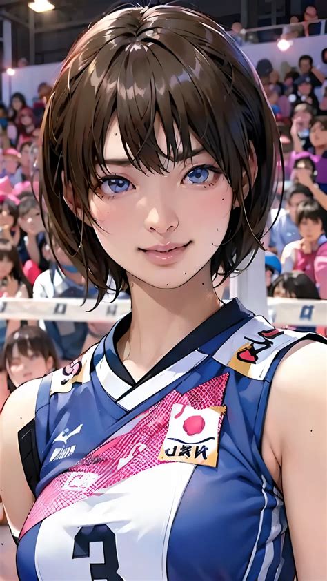 Anime Girl In A Volleyball Uniform Posing For A Picture Seaart Ai