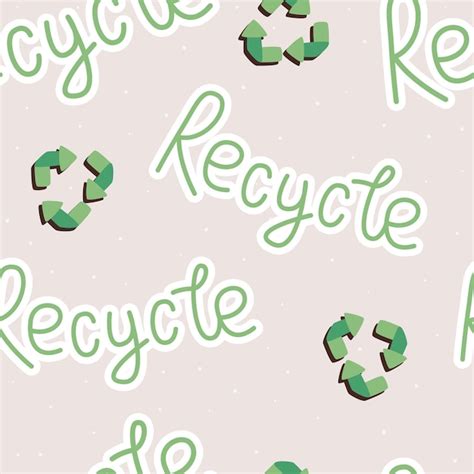 Premium Vector Vector Seamless Pattern With Green Recycle Sign And
