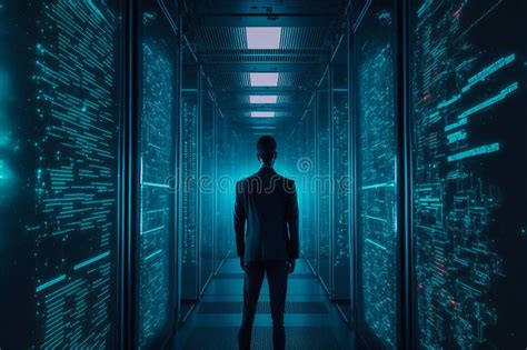 hacker in virtual world generative ai stock illustration