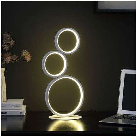 George Oliver 17 In 3 Ring Shaped Odu White Led Minimalist Metal Table