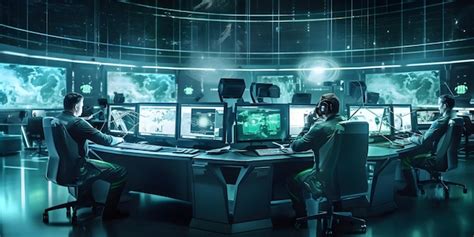 Premium Ai Image A Team Of Cybersecurity Experts In A Control Room Analyzing Data On Multiple