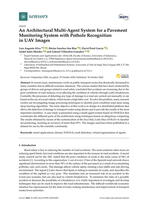 Pdf An Architectural Multi Agent System For A Pavement Monitoring System With Pothole