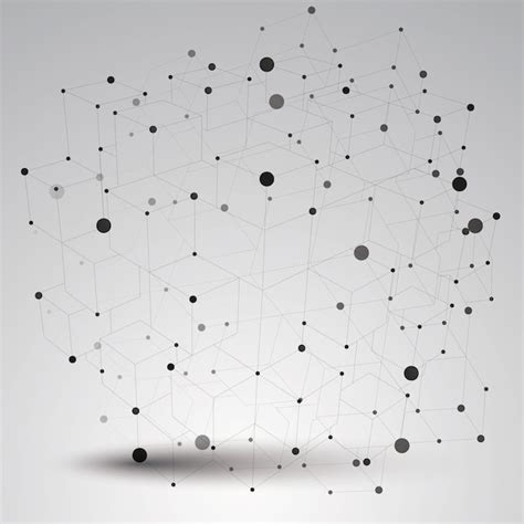 Premium Vector Asymmetric Vector 3d Abstract Construction With Black Connected Lines And Dots