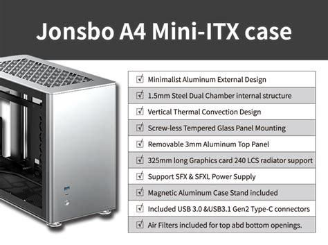 Jonsbo A4 Ver 1 1 Mini Itx Casing Color Gray J Ca A4 Gry