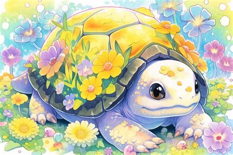 Majestic Bearded Turtle The Hirsute Terrapin By Lisa Frank Premium Ai Generated Image