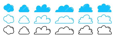Premium Vector Clouds Icons Collection Weather Symbols Set Cloud