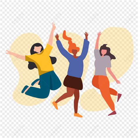 同學慶祝扁平插畫 跳躍 Png 扁平 Png 友誼日 Pngpsd圖案素材免費下載，可愛卡通圖片，尺寸1200 × 1200px
