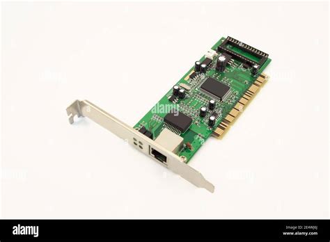Ethernet Card For Personal Computer Isolated On A White Background Retro Technology Stock