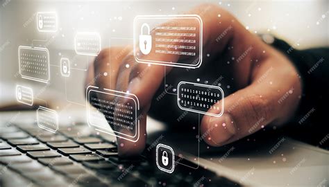 premium photo hand typing on keyboard with cybersecurity lock icons
