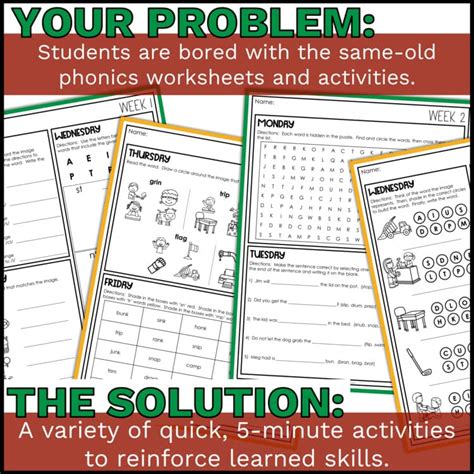 Daily Phonics Activities To Practice Decoding Phonics Worksheets Bundle