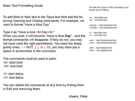 tipua basic formatting commands