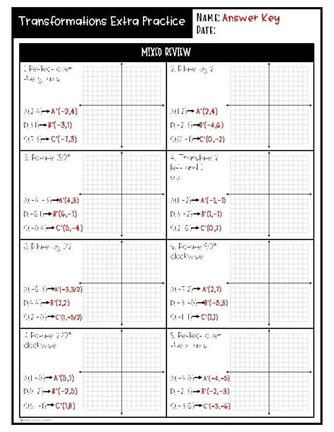 Geometric Transformations Extra Practice And Activity By Math With Ms