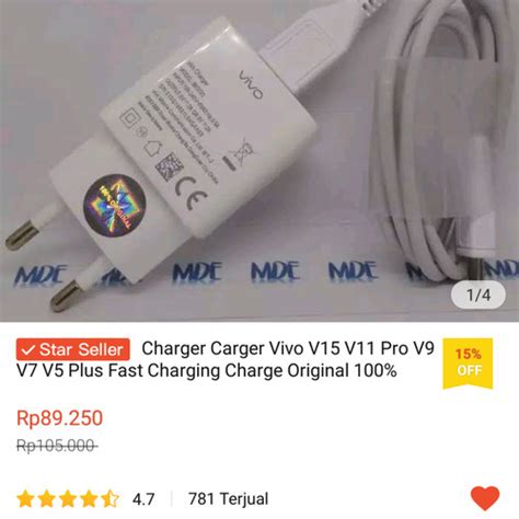 Jual Charger Vivo V Pro V V V Plus Fast Charging Charge Original Jakarta Barat Mr