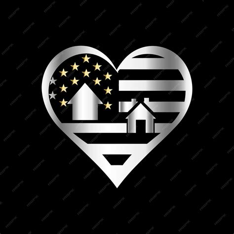 Premium Vector House With American Flag In The Heart Shape Vector