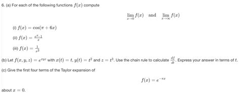 solved 6 a for each of the following functions f x