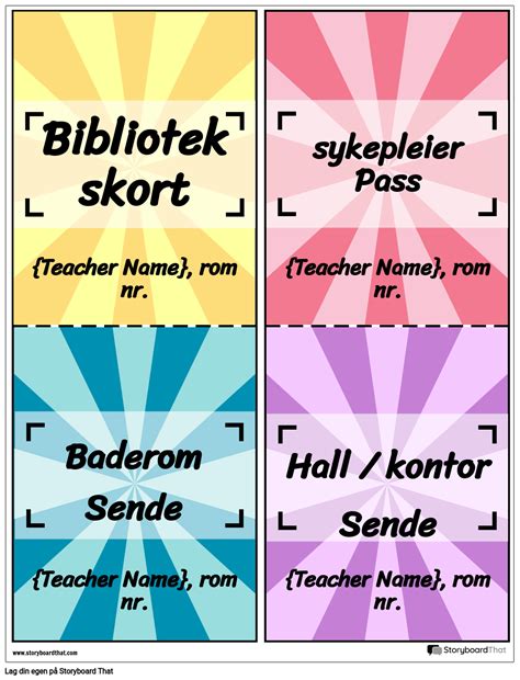 Klasserom Hall Pass Classroom Hall Passes Tpt