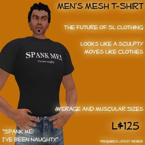 Second Life Marketplace Mesh Spank Me T Shirts Male