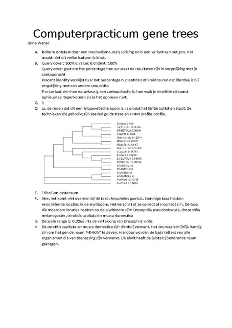 Computerpracticum Gene Trees Analyzing Phylogenetic Relationships