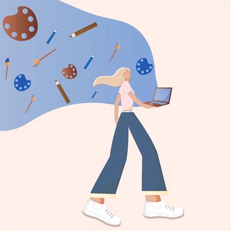 Premium Vector Devuska S Notubukom