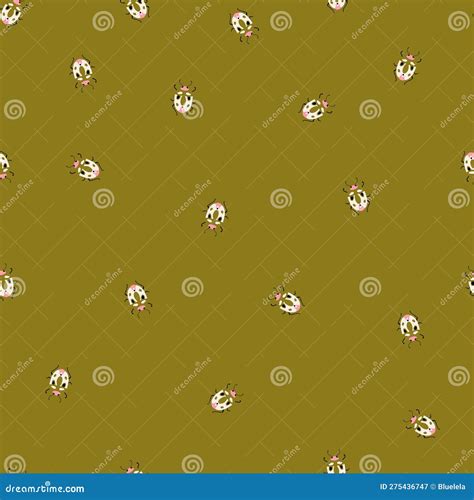 Seamless Pattern With Cute Bugs Colorful Hand Drawn Vector Stock