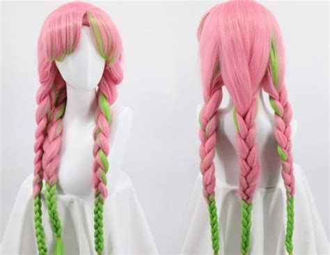 Demon Slayer Kanroji Mitsuri Pink Green Wig Cosplay Costume