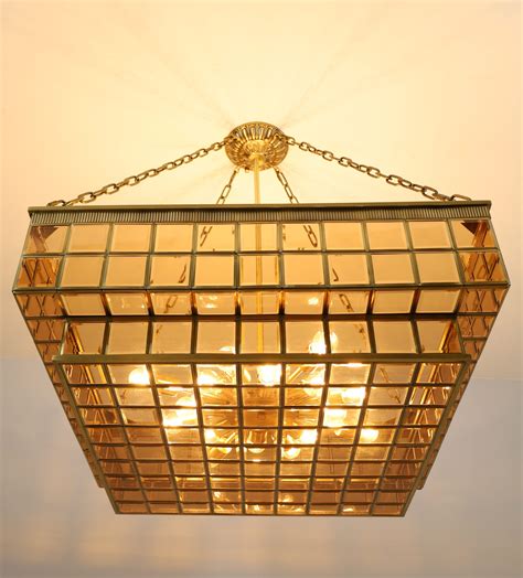 Mackintosh Amber Glass Square Pendant Light Nirvana Lighting