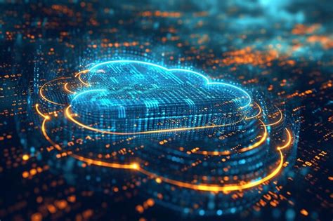 Premium Photo Futuristic Blue Cyber Cloud Computing Concept
