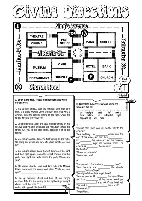 map worksheets for following directions
