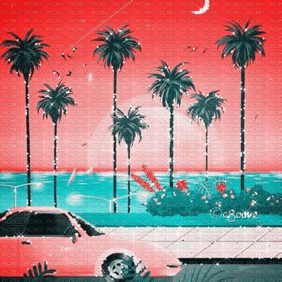 Soave Background Vintage Animated Car Pink Teal Soave Background