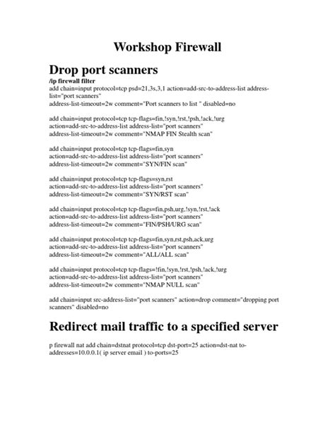 Workshop Firewall Pdf Firewall Computing Transmission Control Protocol