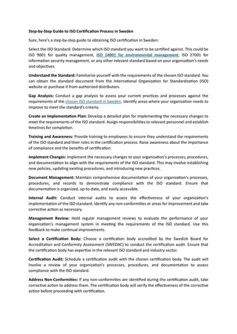 Ppt Step By Step Guide To Iso Certification Process In Sweden