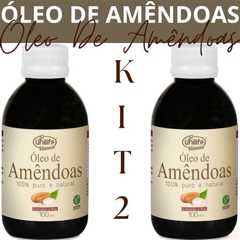 Kit 2 Óleo De AmÊndoas 100 Puro Unilife ExtraÍdo A Frio 100ml