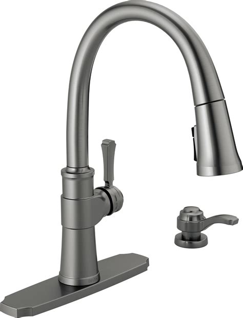 Single Handle Pull Down Kitchen Faucet With Soap Dispenser And