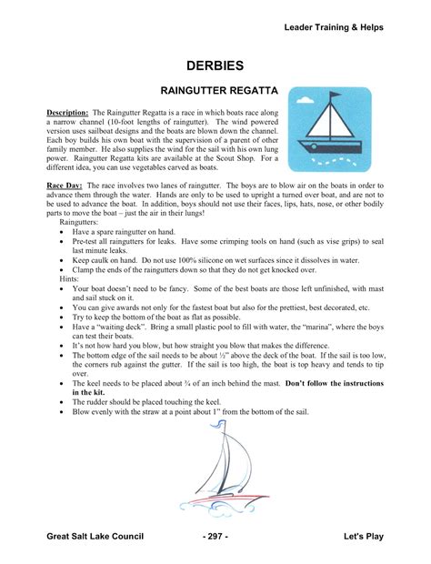 Akelas Council Cub Scout Leader Training Raingutter Regatta ~ Great