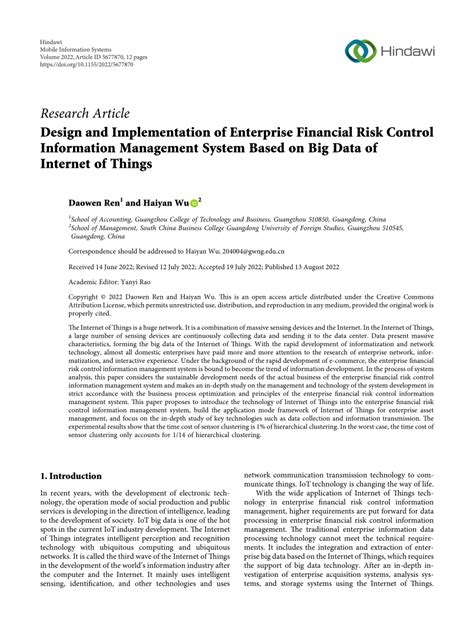 Pdf Design And Implementation Of Enterprise Financial Risk Control Information Management