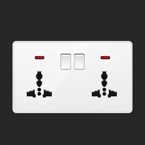 Switched Double 3 Pin Universal Socket With Neon