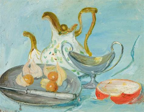 Martwa Natura Na Niebieskim Tle Drawing By Tadeusz Makowski Polish