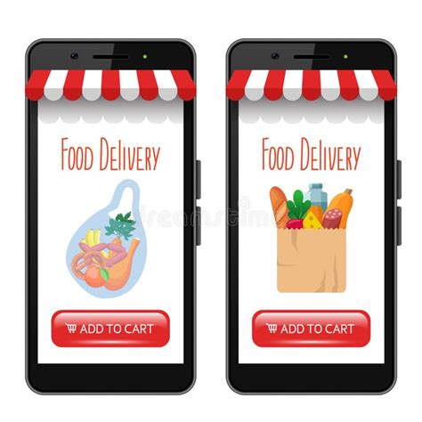 Online Food Ordering Food Delivery Vector Clipart Isolated On White