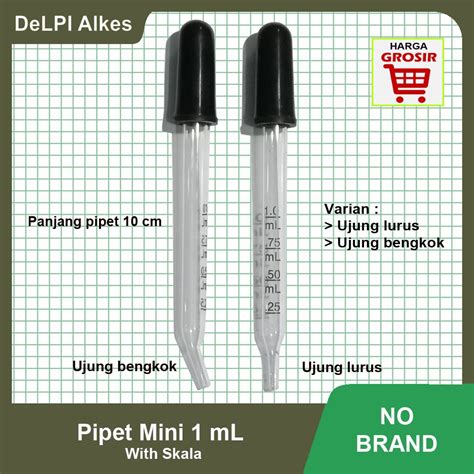 Jual Pipet Tetes Kaca 1 Ml Mini Dengan Skala Ujung Lurus Dan Bengkok