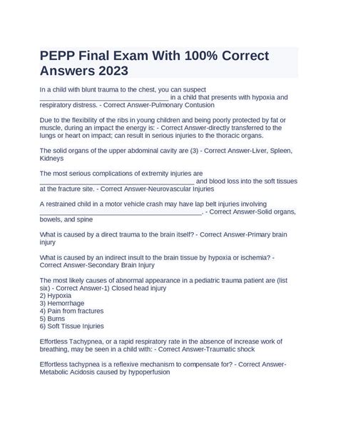 Pepp Final Exam With 100 Correct Answers 2023 Exams Advanced