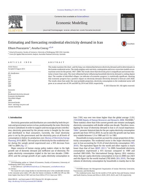 Pdf Estimating And Forecasting Residential Electricity Demand In Iran