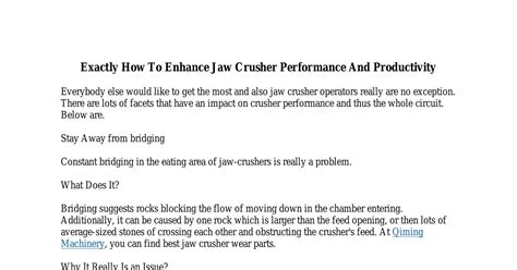 Exactly How To Enhance Jaw Crusher Performance And Productivitypdf