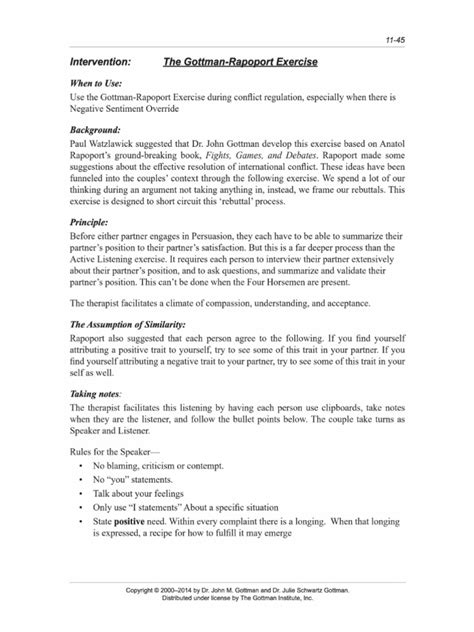Gottman Rapoport Exercise Pdf