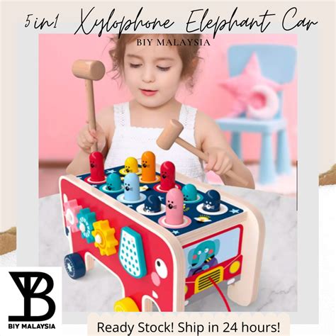 Biy Malaysia 5 In 1 Xylophone Pounding Elephant Car Toy With Wheel