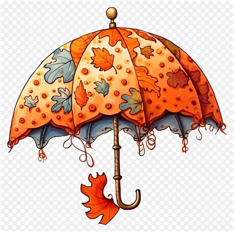 橙色雨伞 带有叶子和花朵设计的彩色雨伞png图片素材下载图片编号11311934 Png素材网