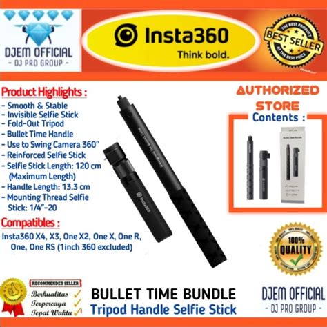 Jual Insta360 Bullet Time Bundle Tripod Monopod Selfie Stick Invisible
