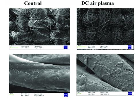 Fesem Micrographs Of Control And Dc Air Plasma Optimised Process
