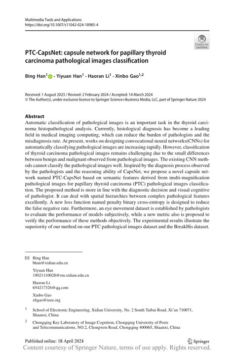 Ptc Capsnet Capsule Network For Papillary Thyroid Carcinoma Pathological Images Classification