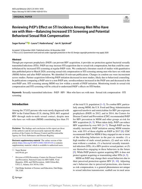 Reviewing Preps Effect On Sti Incidence Among Men Who Have Sex With