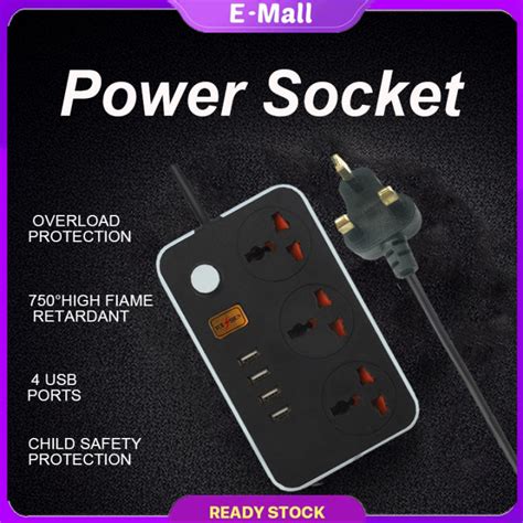 Universal Power Strip USB Ports Power Socket Extension With Surge Protector Adapter Socket